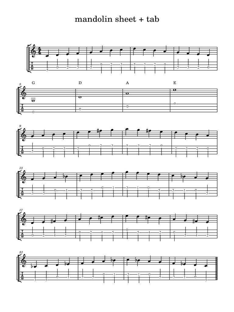Mandolin Tabs and Sheet Music PDF | PDF