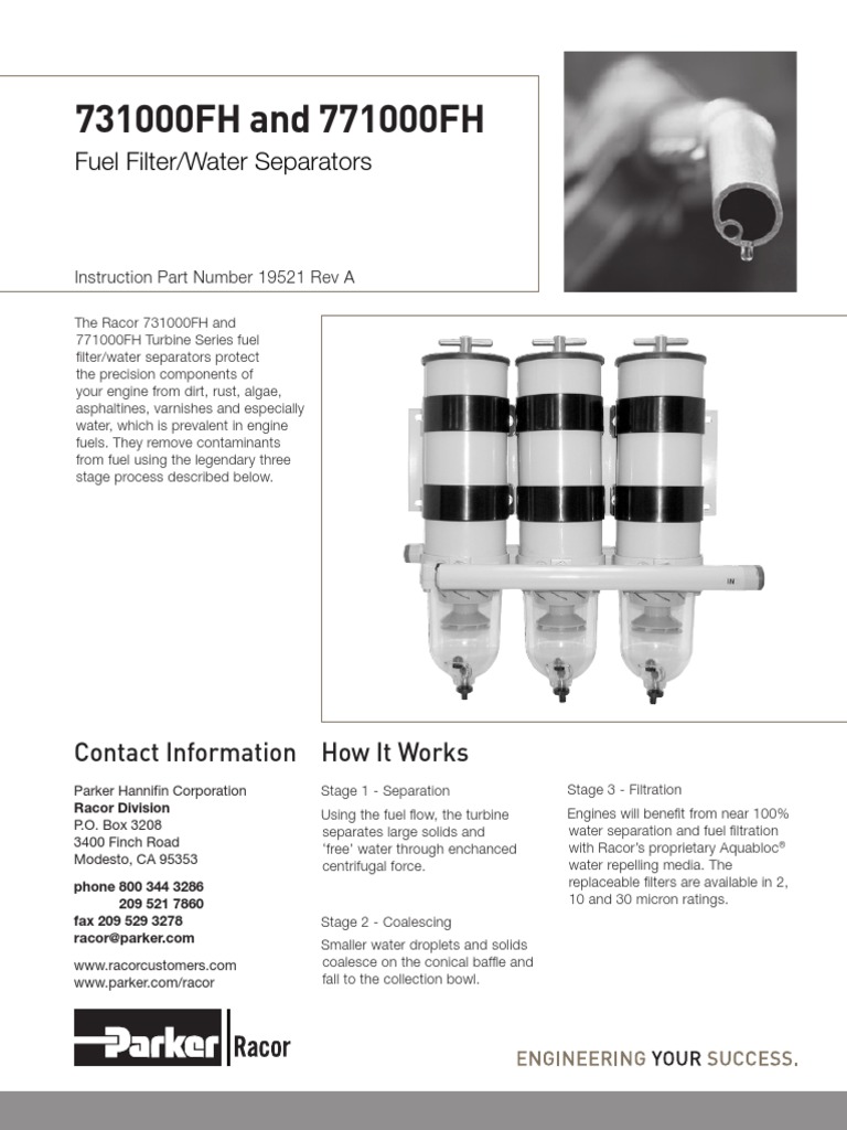 Rev A (731000FH and 771000FH) Racor FTG | PDF | Pump | Valve