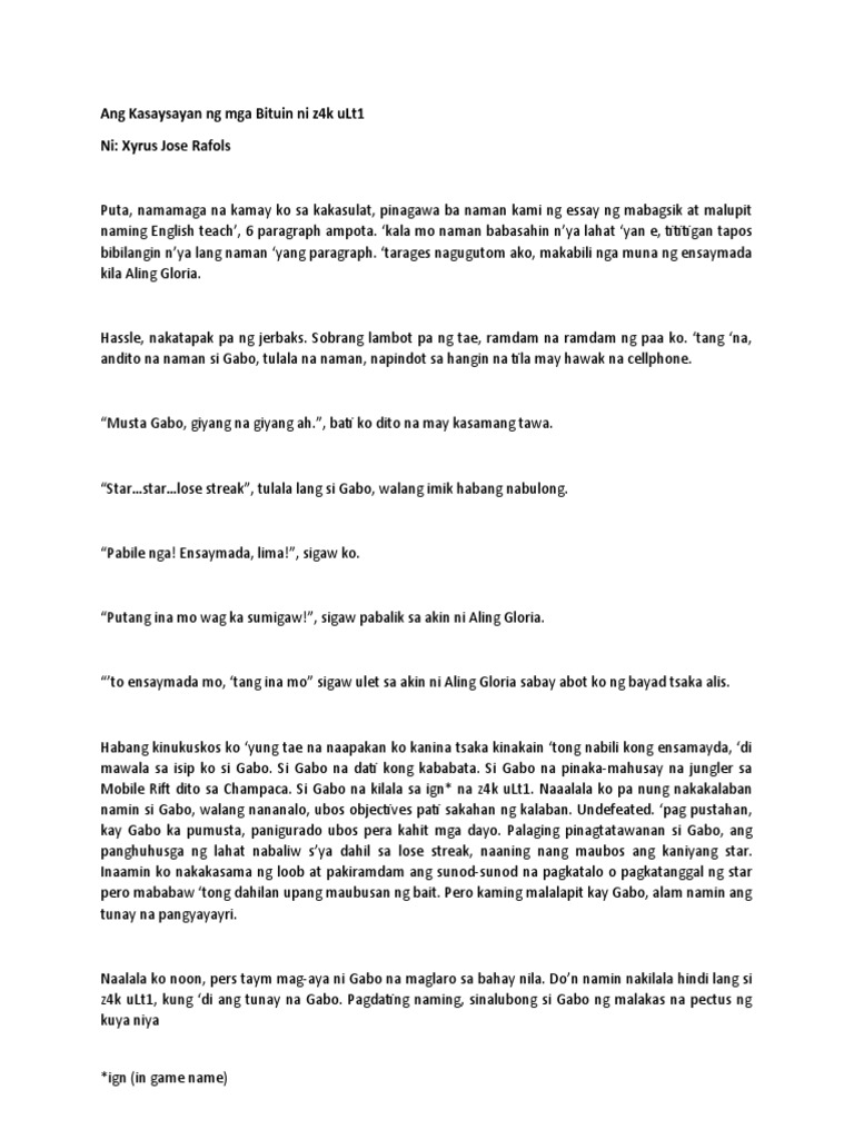 Ang Kasaysayan NG Mga Bituin Ni z4k Ult1 | PDF