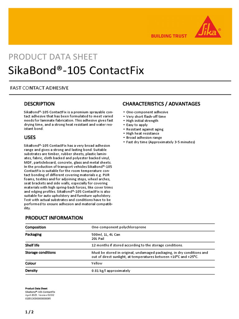 Sikabond - 105 Contactfix | PDF | Adhesive | Textiles