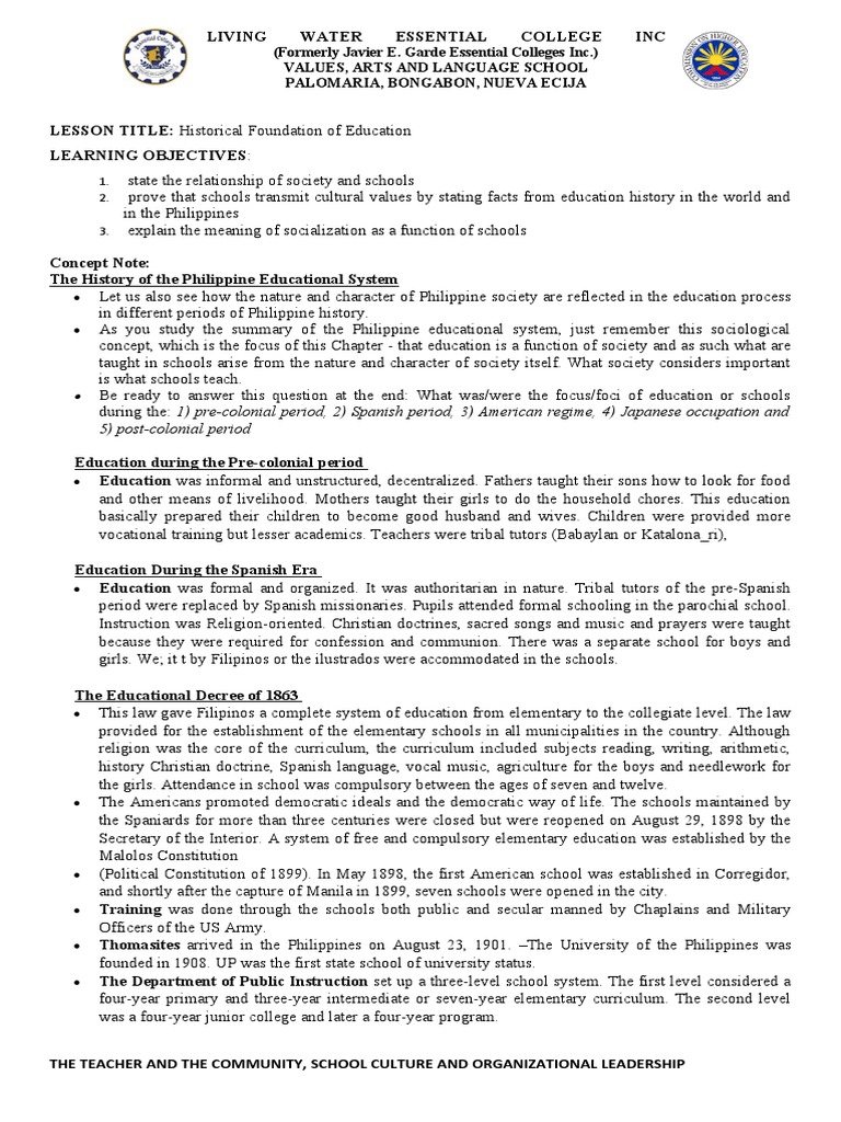 Module 3 - Historical Foundation of Eduaction - The HIstory of ...