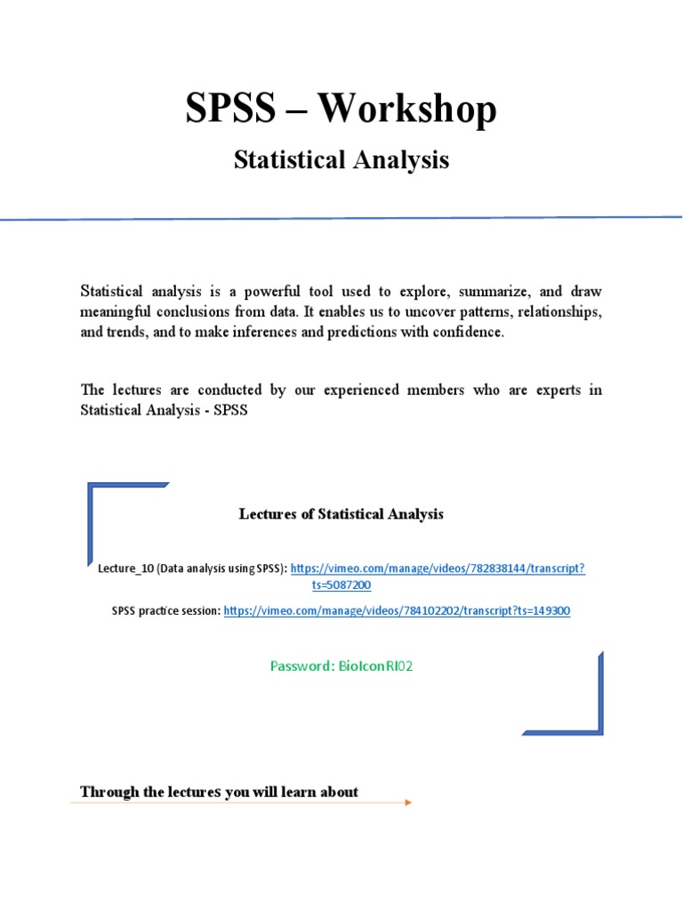 SPSS - Workshop | PDF | Statistics | Spss