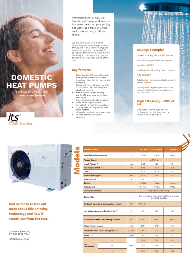 2021 ITS Domestic HP Brochure | PDF | Water Heating | Heat Pump