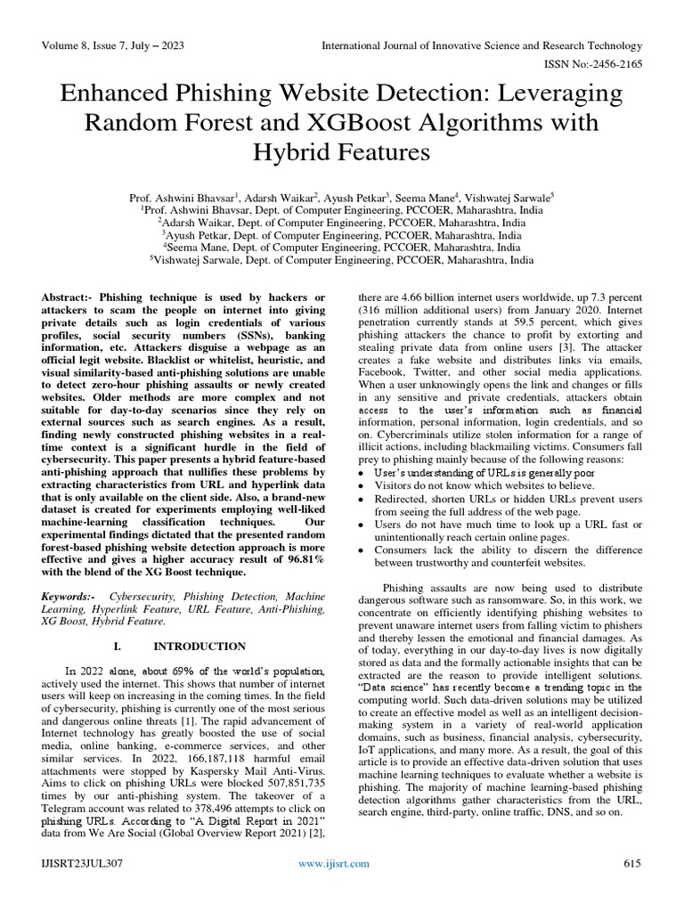 Enhanced Phishing Website Detection: Leveraging Random Forest and XGBoost Algorithms With Hybrid ...