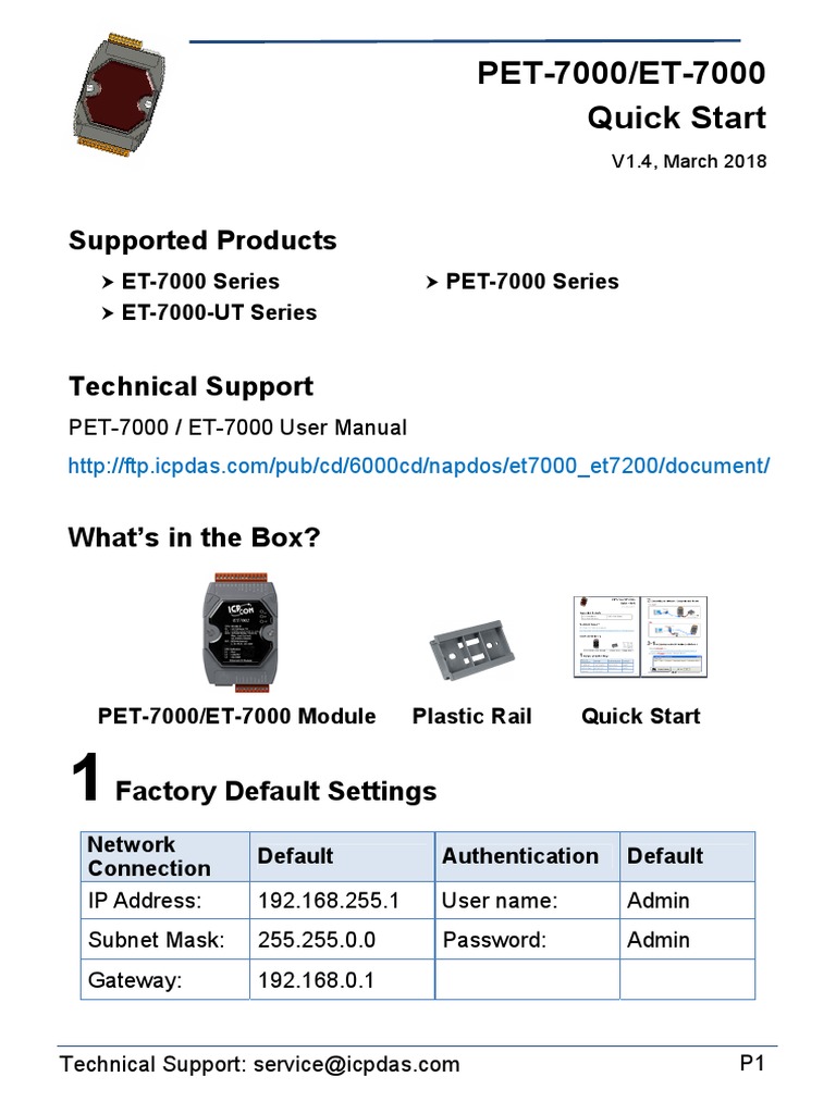 Pet Et7000 Quickstart en | PDF | Ip Address | Computer Network