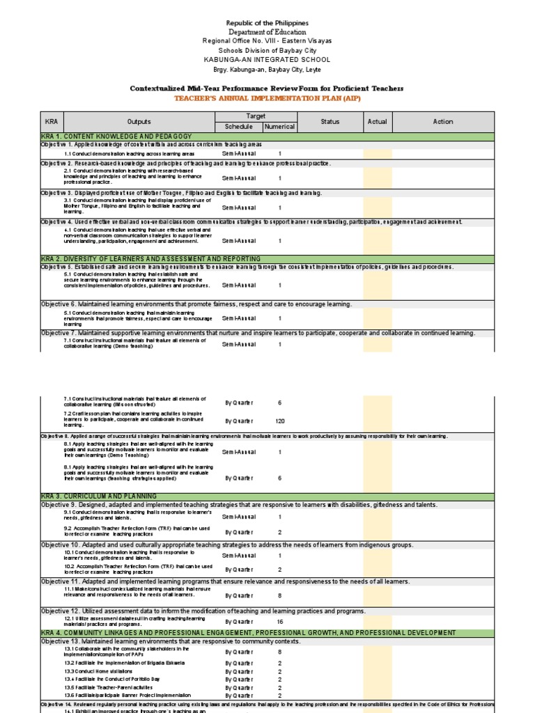 Contextualized MPR Form For SY 2022 2023 Teachers | PDF | Learning ...
