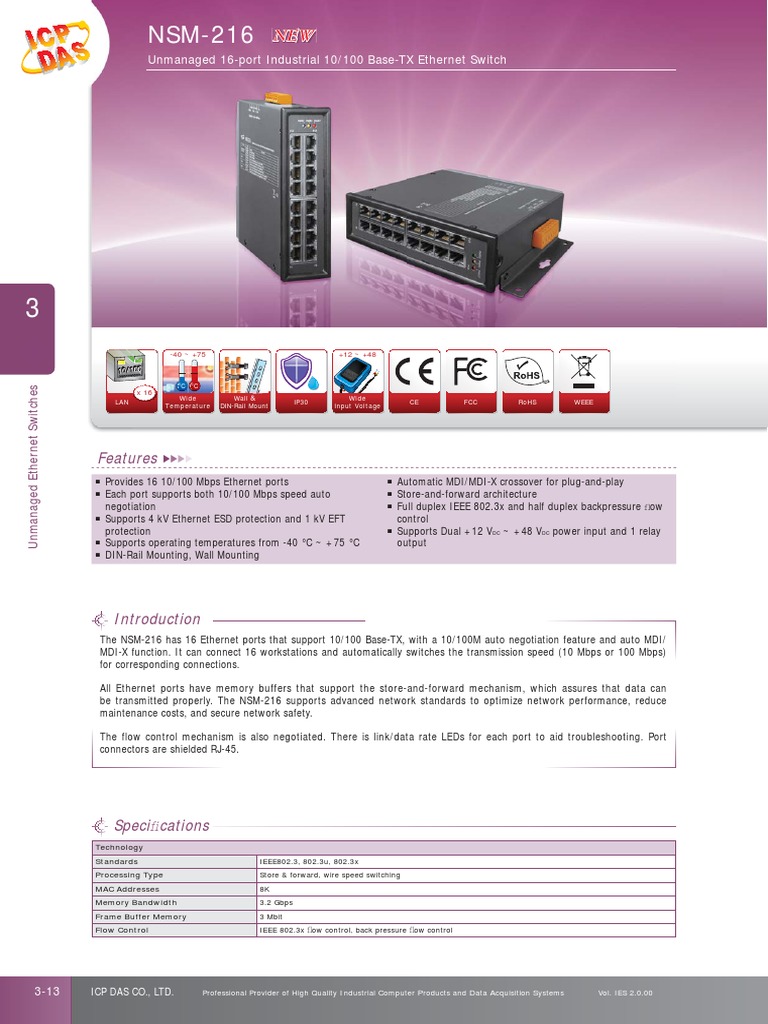NSM-216 Datasheet | PDF | Ethernet | Data Transmission