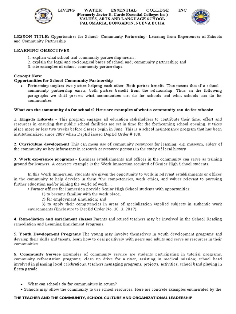 Module 11 - Prelim | PDF | Schools | Community