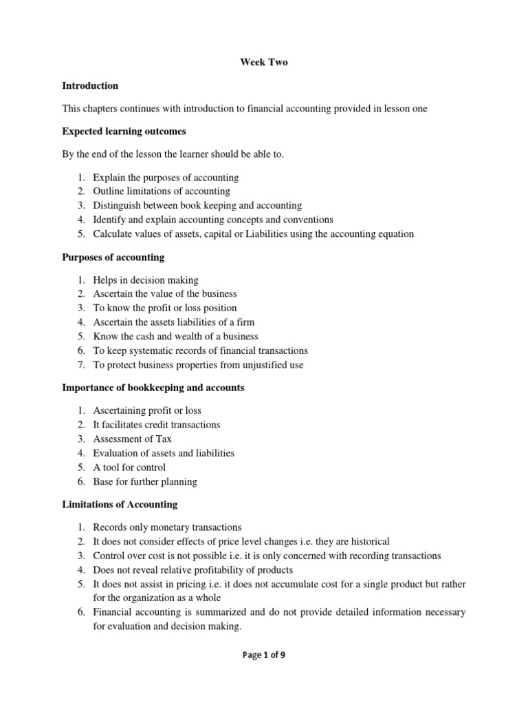 ACCT 110-Foundations of Accounting I Class Notes Week Two | PDF ...