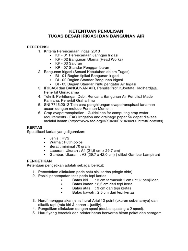 Format Laporan Tugas Besar Irigasi | PDF