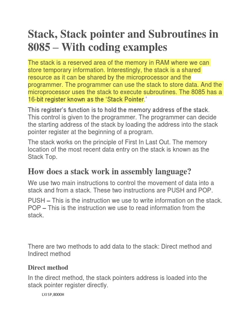 Stack and Subroutine | PDF | Manufactured Goods | Computer Science