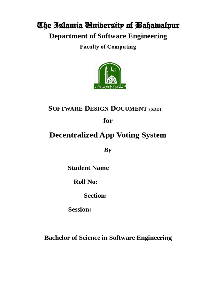 The Islamia University of Bahawalpur: Department of Software Engineering | PDF | Software ...