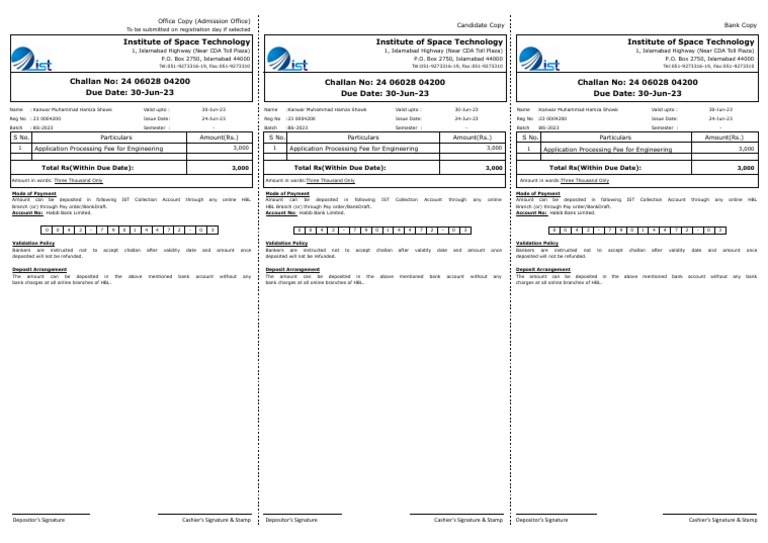 Fee Challan 4200 20 PDF | PDF | Banks | Financial Services