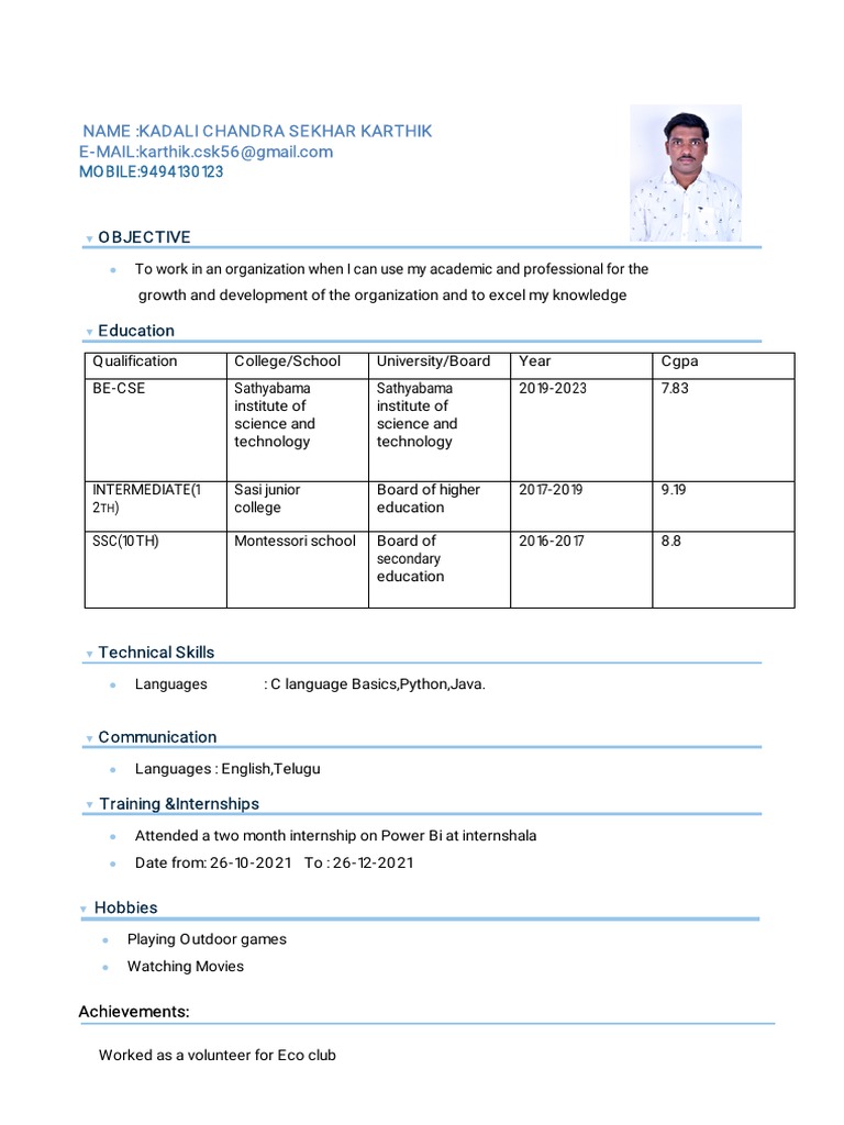 Karthik - Resume 456 | PDF