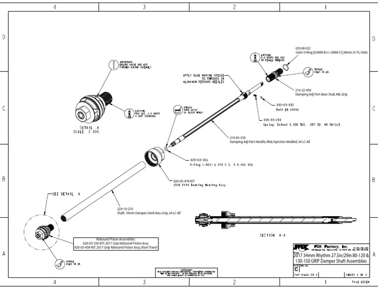 2017 34mm Rhythm 27.5in 29in 80 120 & 130 150 GRIP Damper Shaft ...