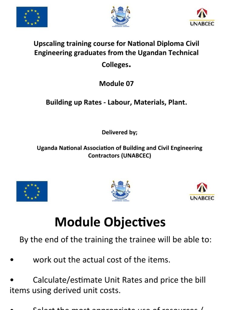 07 Building Up Rates For The BoQ UIPE Approved | PDF | Road | Cost