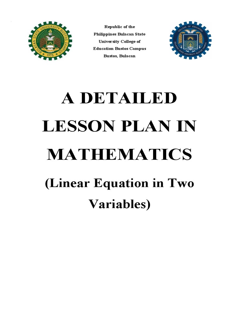 Lesson Plan: Linear Equations in Two Variables | PDF | Equations ...