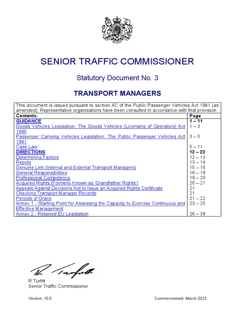 Transport Managers Guidance 2023 | PDF | Employment | Regulatory Compliance