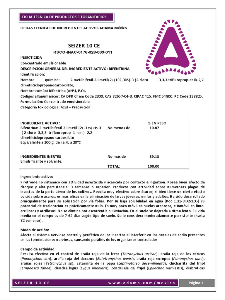 Ficha Tecnica Seizer Adama tcm43-9652 | PDF | Residuos | Agua