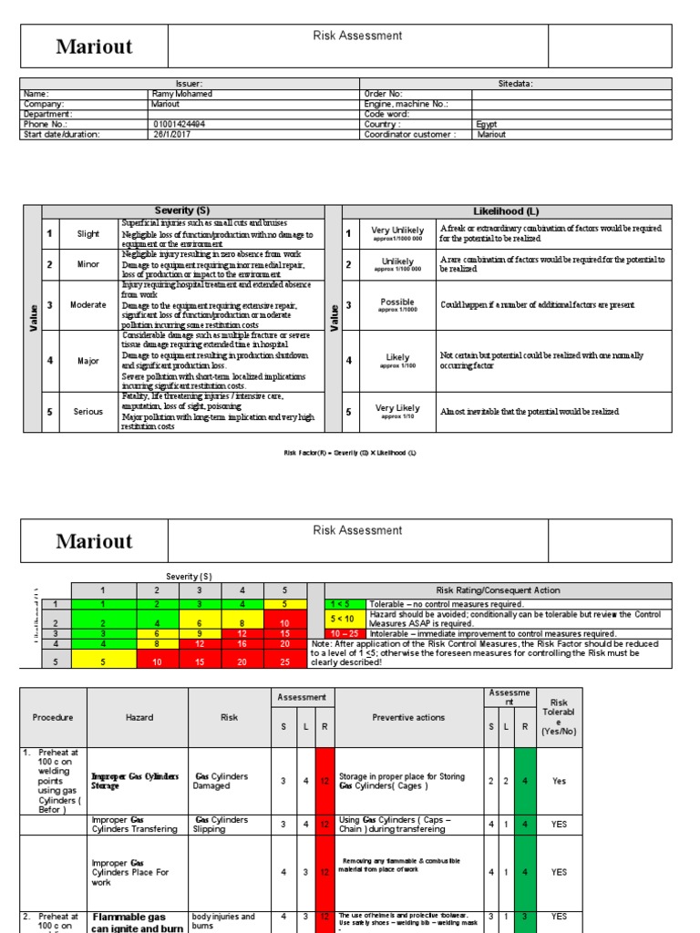 Gas Cylinders Risk Assessment | PDF | Risk | Injury