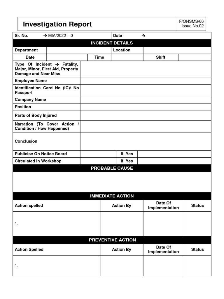 Form Accident Report | PDF