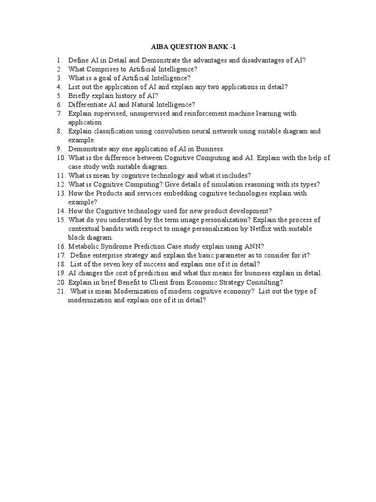 AIBA Question Bank IA-1 ODD 2022 | PDF