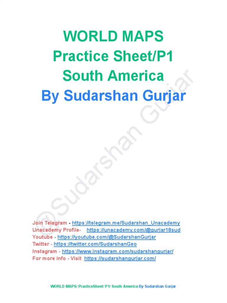 South America MCQs Practise Sheet by Sudarshan Gurjar - Google Docs 1689681505652 | PDF | South ...
