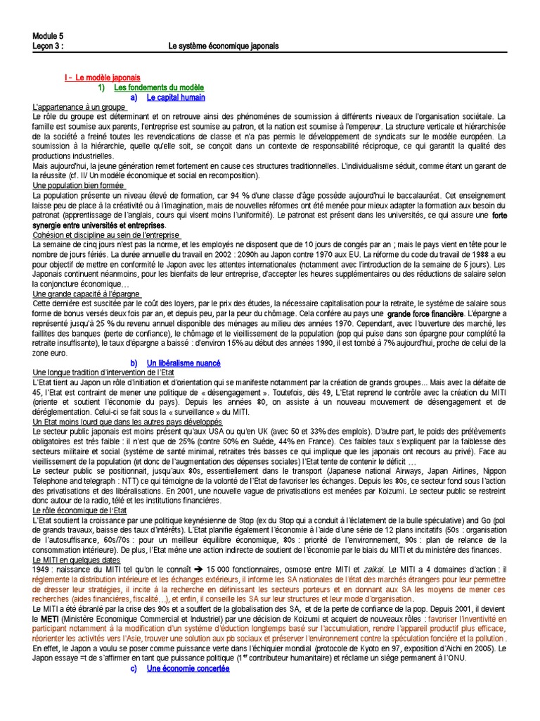 Système économique japonais : modèle et défis | PDF | Japon | Agriculture