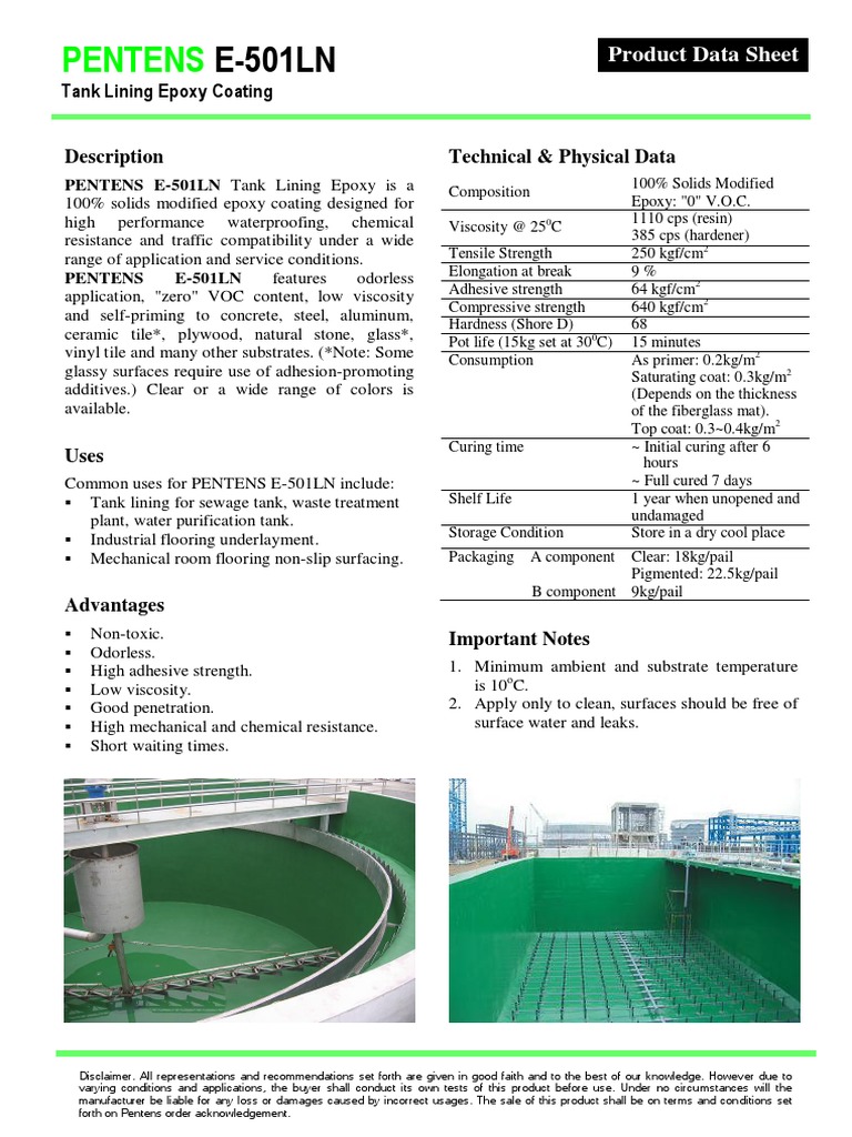 Pentens E-501LN Data Sheet | PDF | Epoxy | Industrial Processes