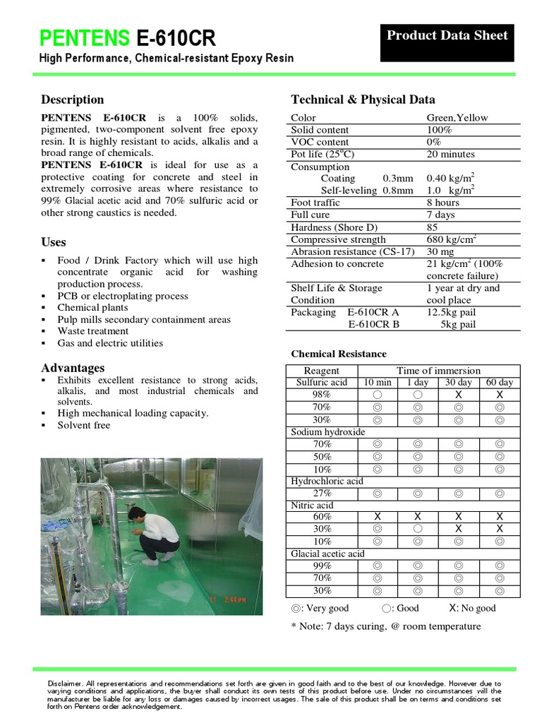 Pentens E-610CR Data Sheet | PDF | Epoxy | Concrete