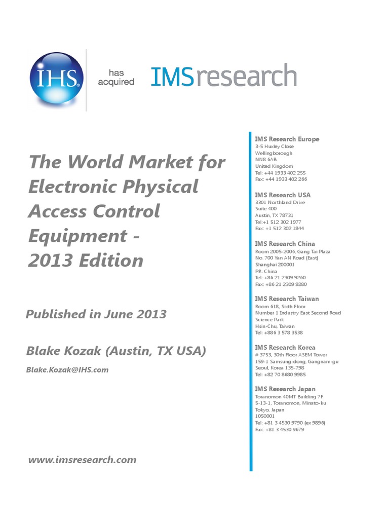 Electronic Physical Access Control World 2013 Pdf Access Control Biometrics