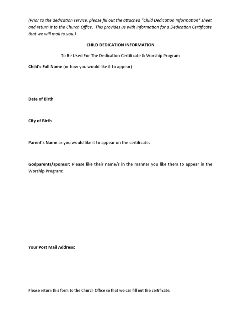 Dedication Form | PDF