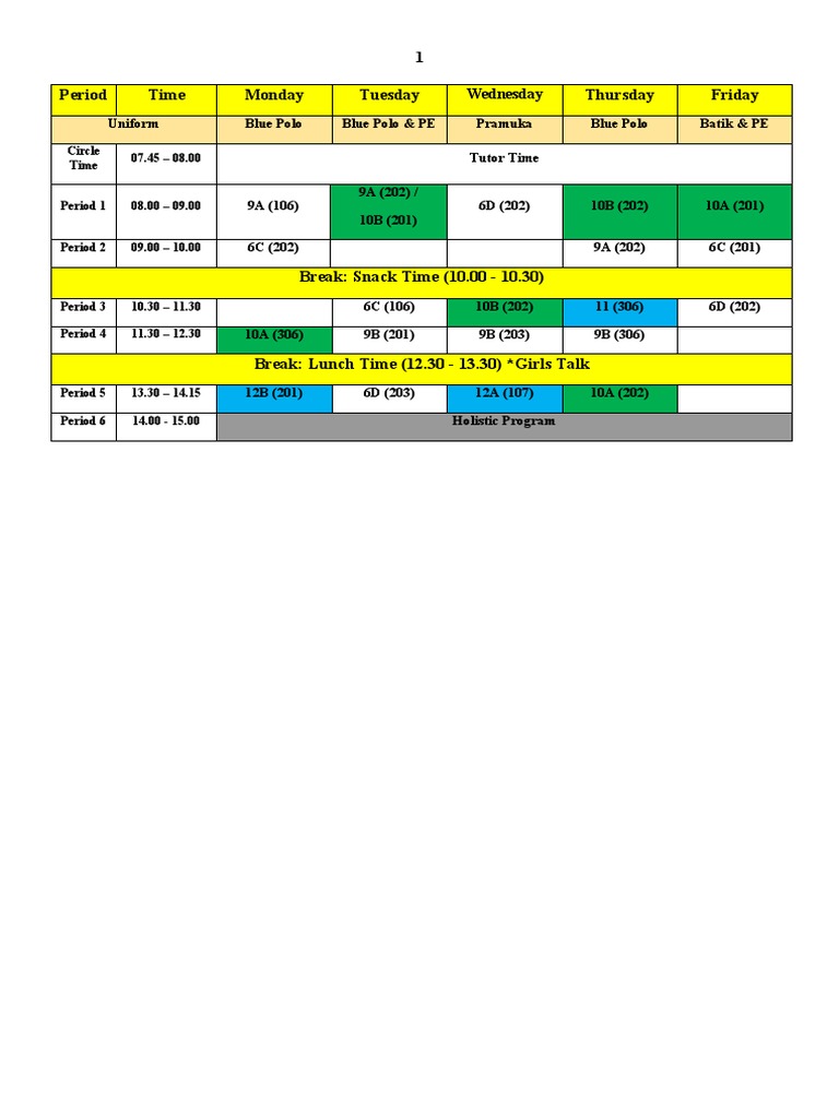 Timetable 5ABC | PDF