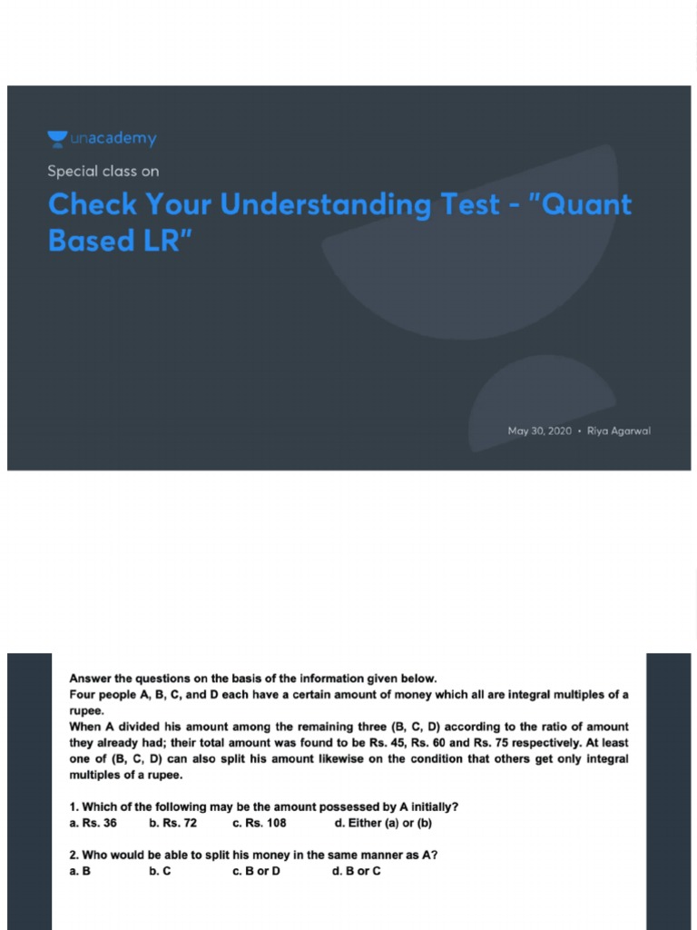 Check Your Understanding Test Quant Based LR No Anno | PDF