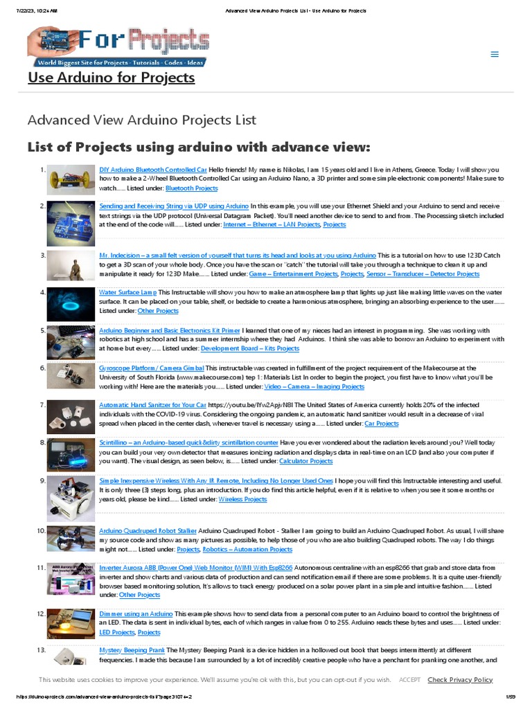 Advanced View Arduino Projects List - Use Arduino For Projects-2 | PDF ...