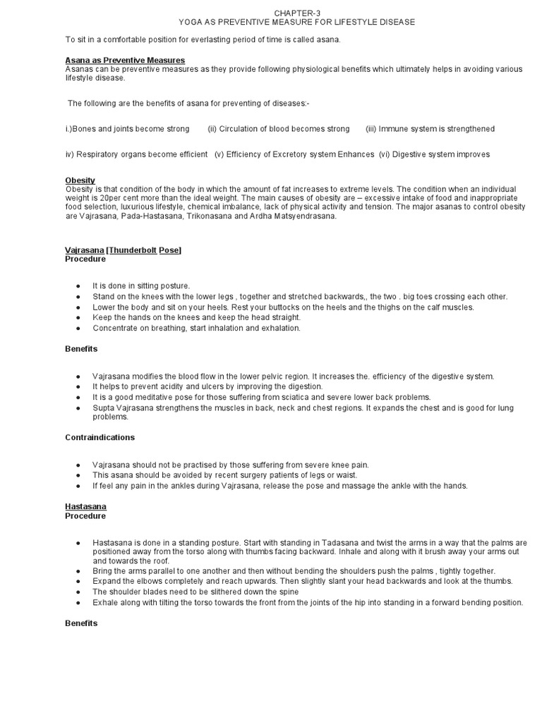 Physical Education Yoga and Life Style Notes | PDF | Abdomen | Asana