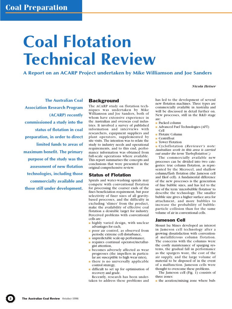 Coal Flotation-Technical Review | PDF | Industrial Processes | Materials