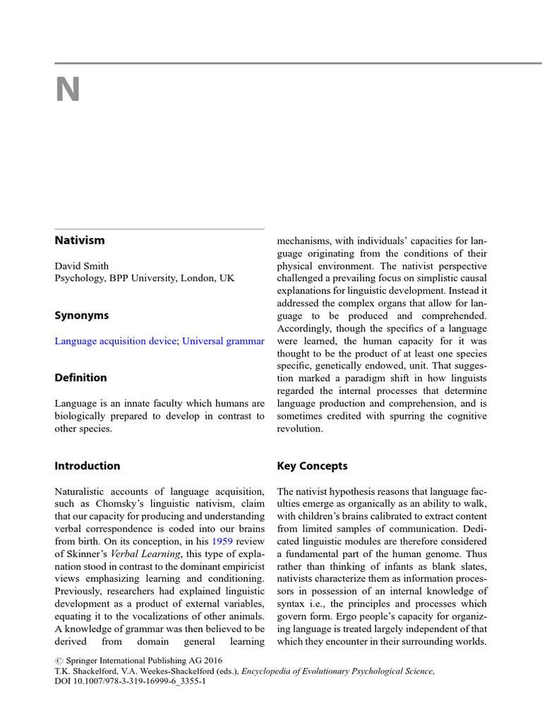 Nativism | PDF | Language Acquisition | Communication