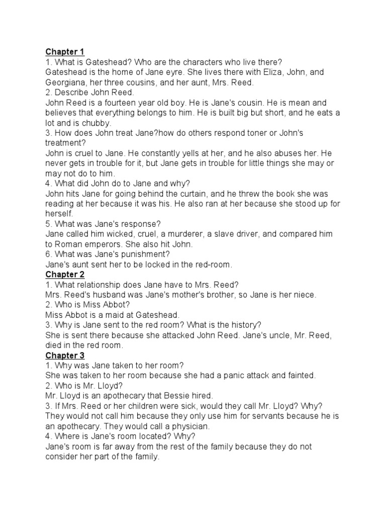 Chapter 1-4 | PDF | Jane Eyre