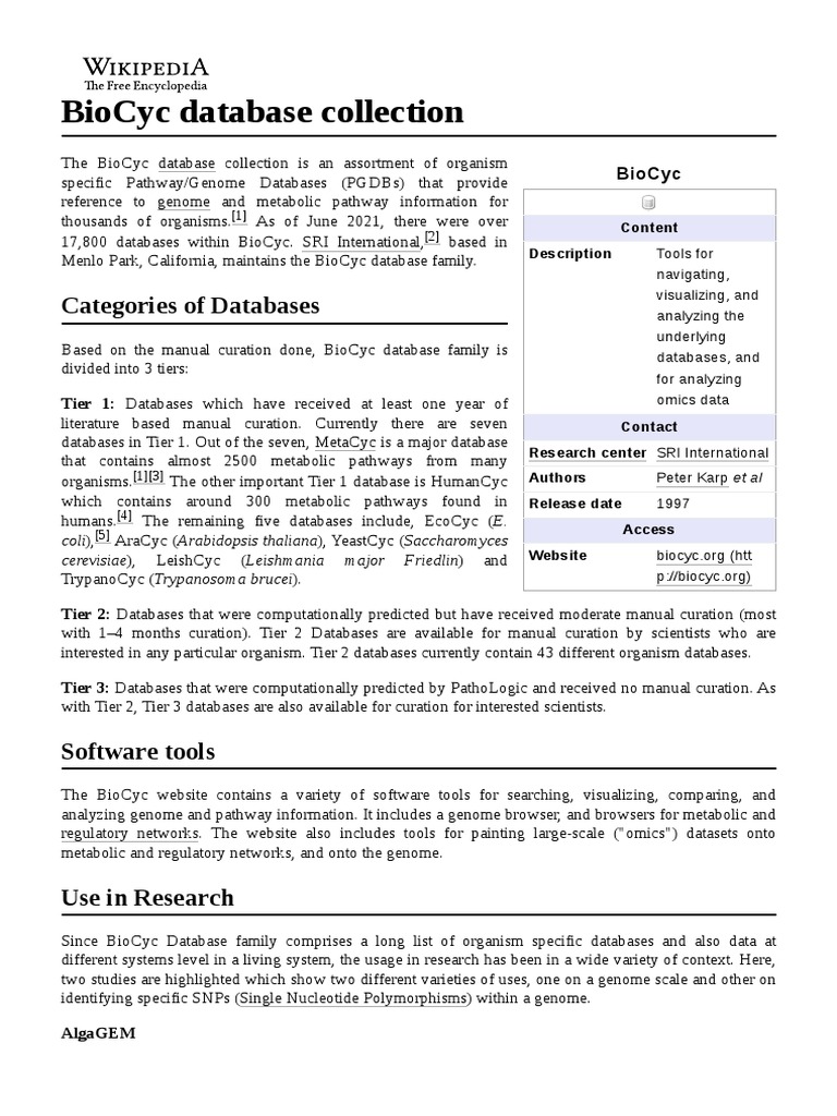 BioCyc Database Collection | PDF | Genomics | Omics