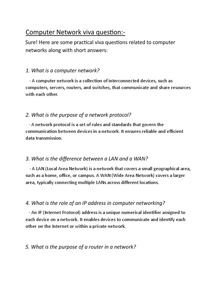 Computer Network Viva Question | PDF | Computer Network | Ip Address