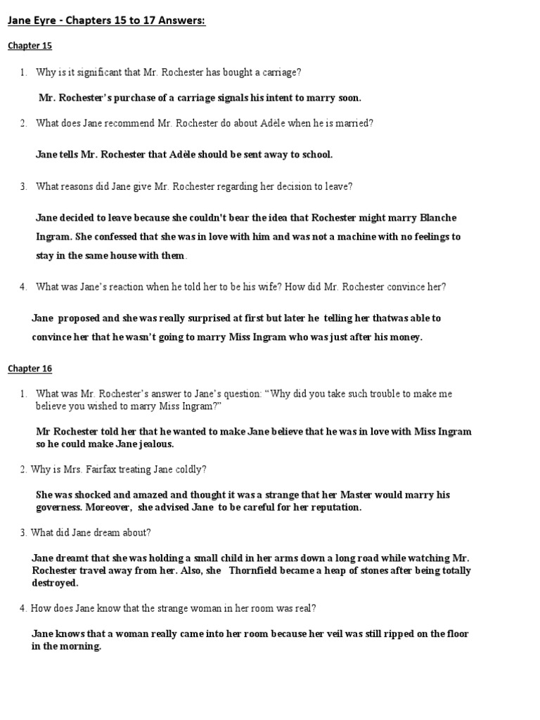 Jane Eyre-Chapter 15-16-17 With Answers | PDF | Jane Eyre
