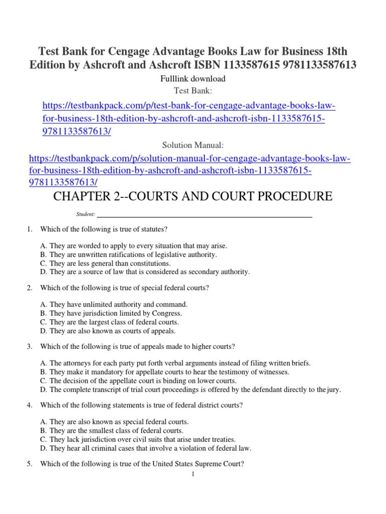 Cengage Advantage Books Law For Business 18th Edition by Ashcroft and ... Cengage Advantage Books Law For Business 18th Edition by Ashcroft and ...