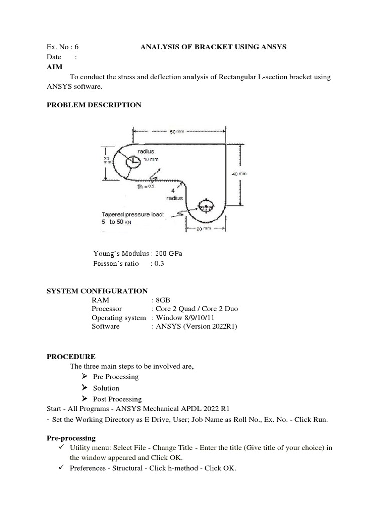 Ansys Lab Excercise | PDF | Stress (Mechanics) | Young's Modulus Ansys Lab Excercise | PDF | Stress (Mechanics) | Young's Modulus