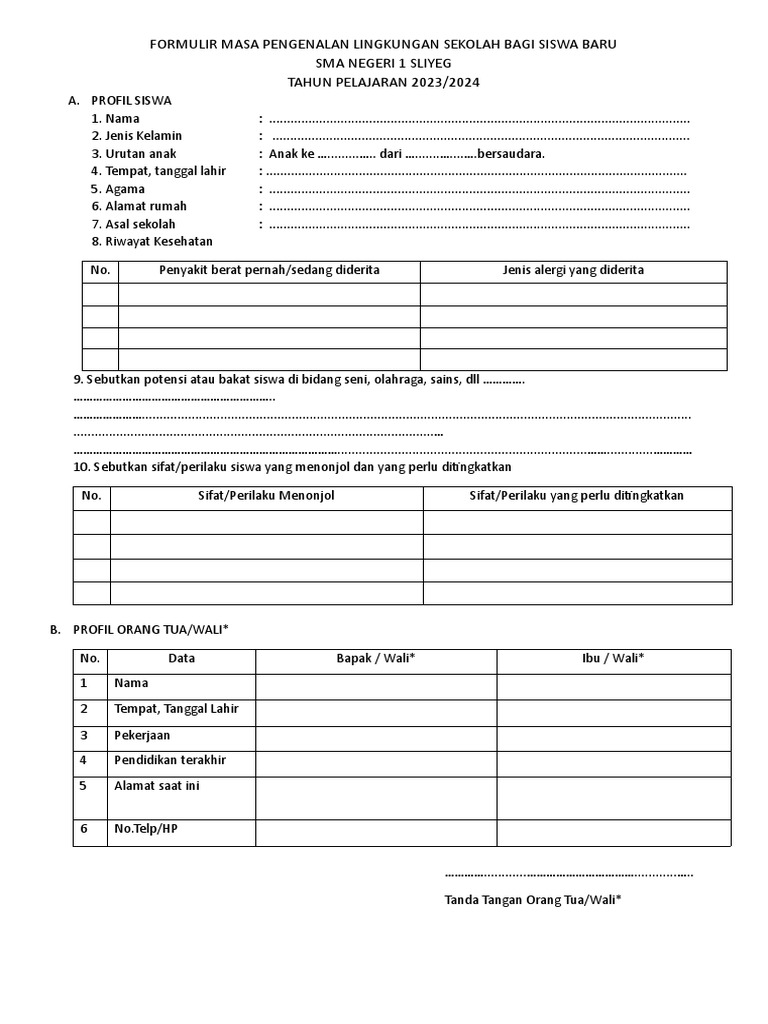 Formulir Mpls 2023 - 2024 | PDF