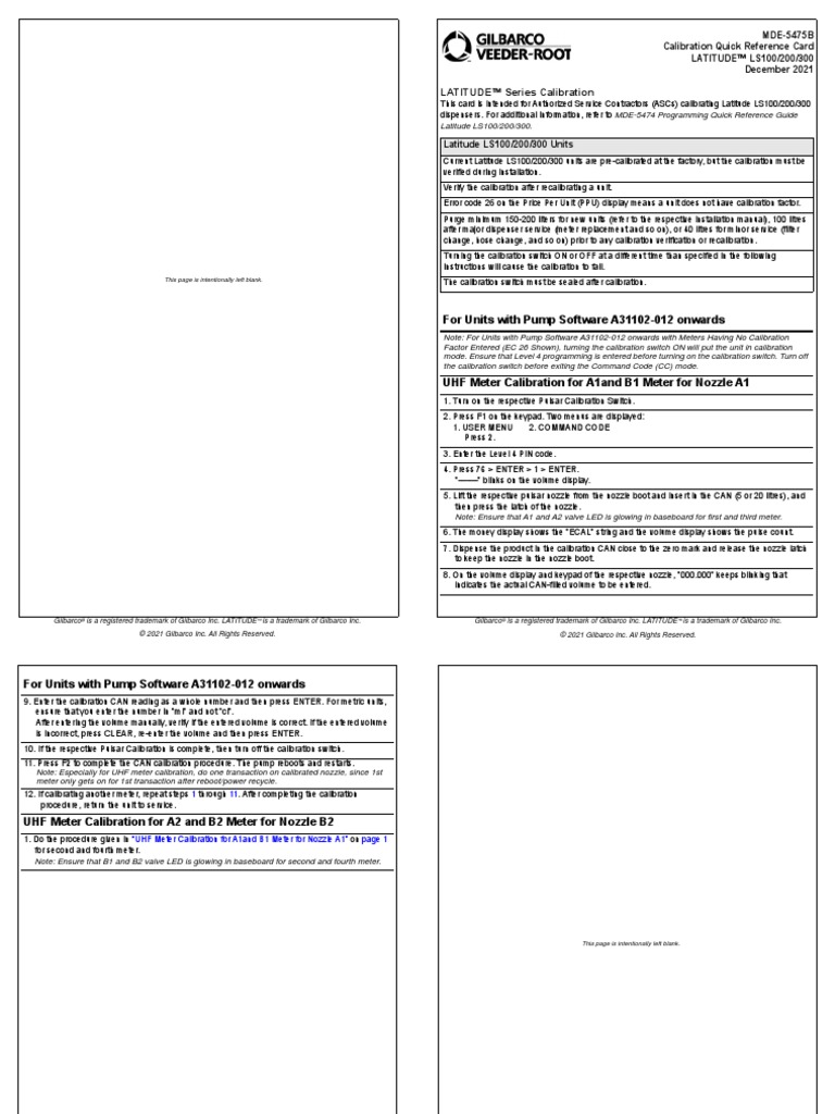 Calibration Quick Ref Card | PDF | Computing