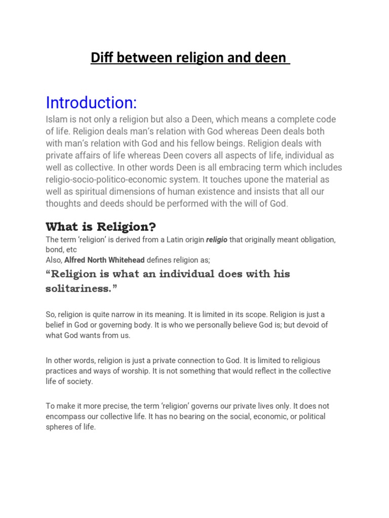 Deen vs Religion: A Comprehensive Guide | PDF | God | Reason