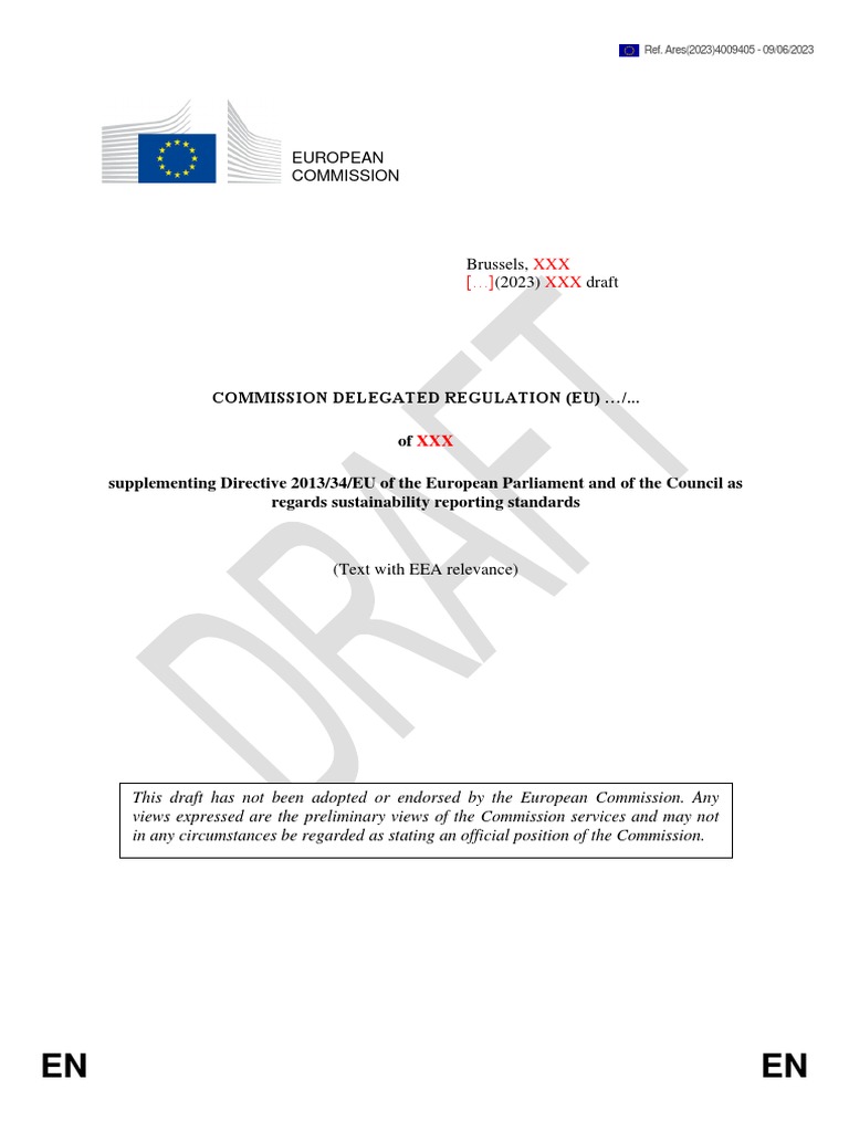 Draft Delegated Regulation - Ares (2023) 4009405 | PDF | European Union | Directive (European Union)