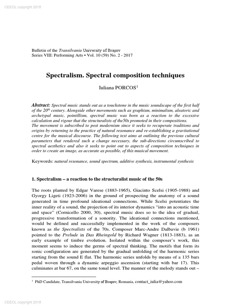 Spectralism. Spectral Composition Techniques | PDF | Fourier Transform ...