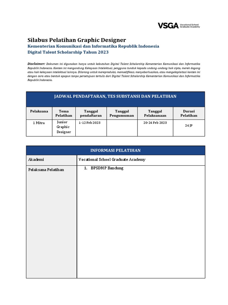 Silabus - Junior Graphic Designer | PDF